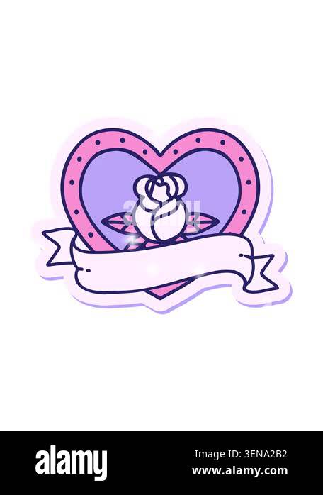 glitter effect animation of sticker of tattoo in traditional style of a ...