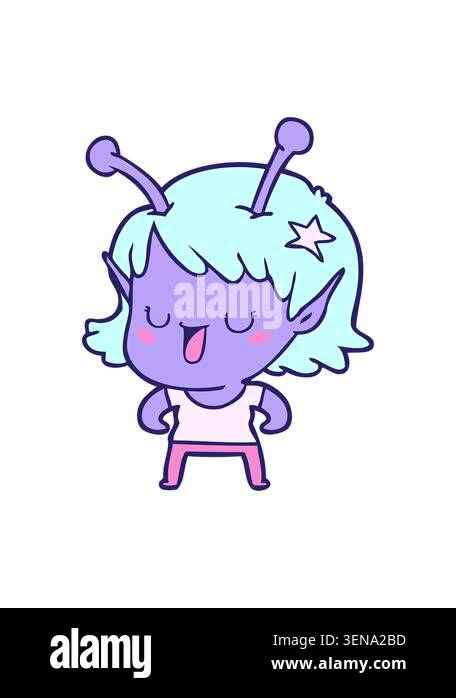 shaking motion animation of happy alien girl cartoon design Stock Video ...