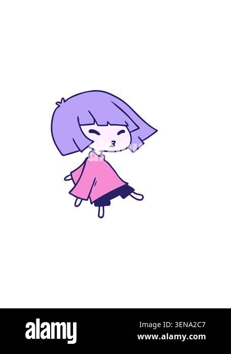horizontally vibrating animation of illustration of cute kawaii girl ...