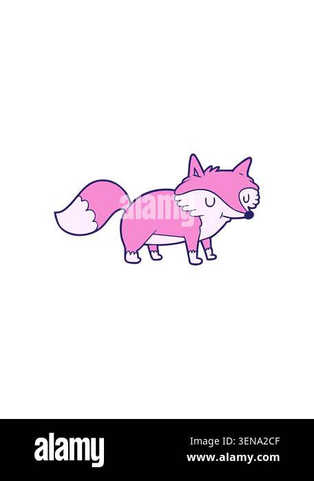 splitting effect animation of cartoon of a cute fox Stock Video Footage ...