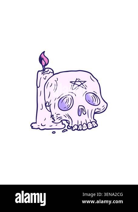 splitting effect animation of a cartoon spooky skull and candle Stock ...