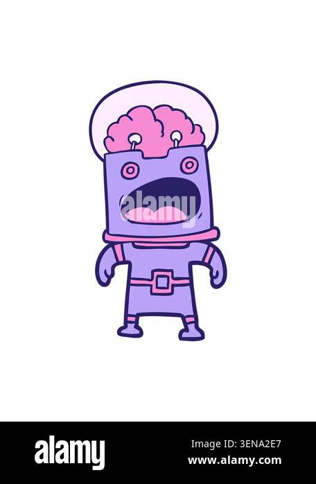 jiggle and pause animation of cartoon drawing robot Stock Video Footage ...