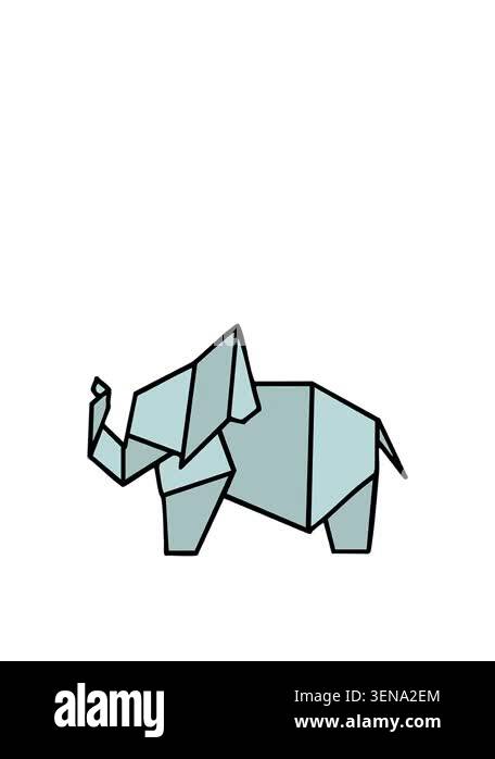 jumping motion animation of japanese folded paper origami elephant ...