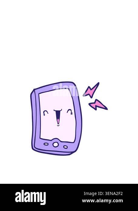 stretching up animation of cute cartoon mobile phone Stock Video ...