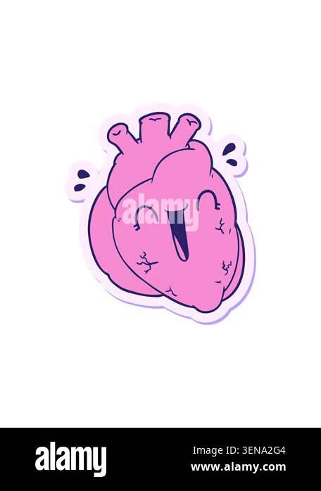 starburst effect animation of sticker of a cartoon heart laughing Stock ...