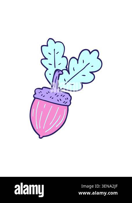 shine light effect animation of cartoon doodle acorn Stock Video ...