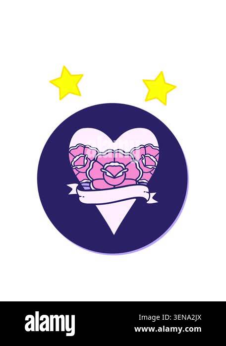 spinning stars animation of sticker of tattoo in traditional style of a ...