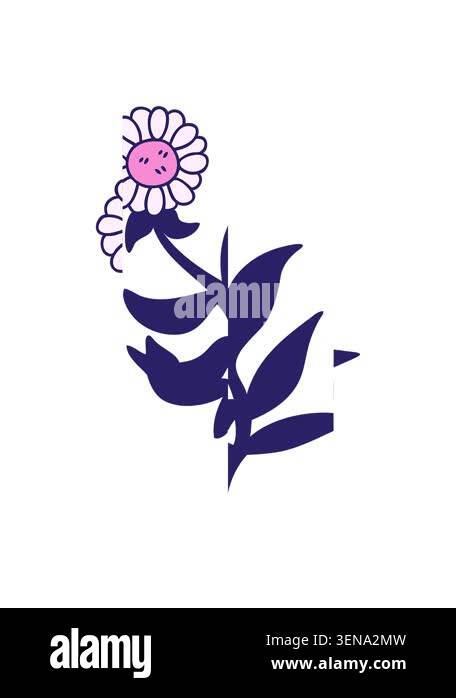 splitting motion animation of hand drawn quirky cartoon daisy flower ...