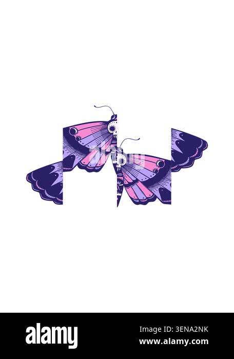 splitting motion animation of tattoo style image of a deaths head moth ...