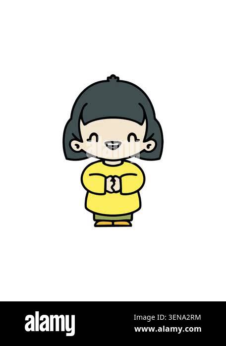popping motion animation of happy japanese woman laughing out loud ...
