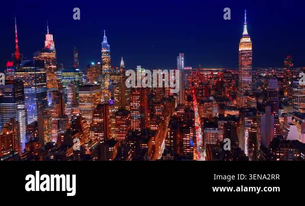 New York, USA, 1 May 2026: Nighttime Manhattan skyline with Empire ...