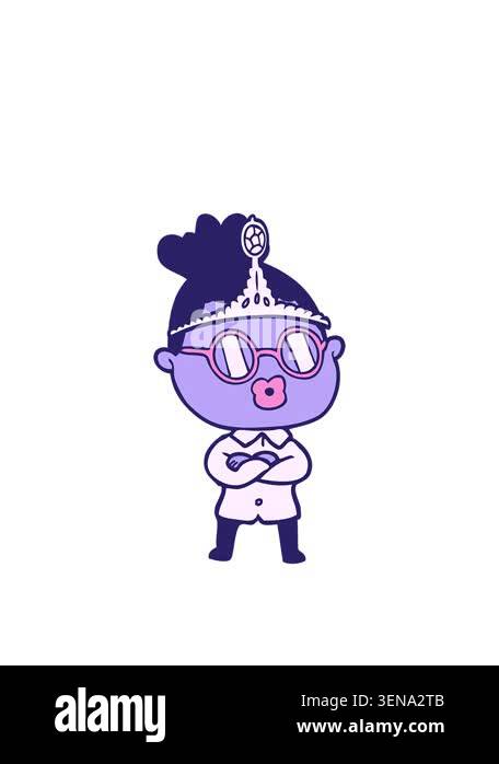stretching up animation of cartoon woman wearing spectacles and tiara ...