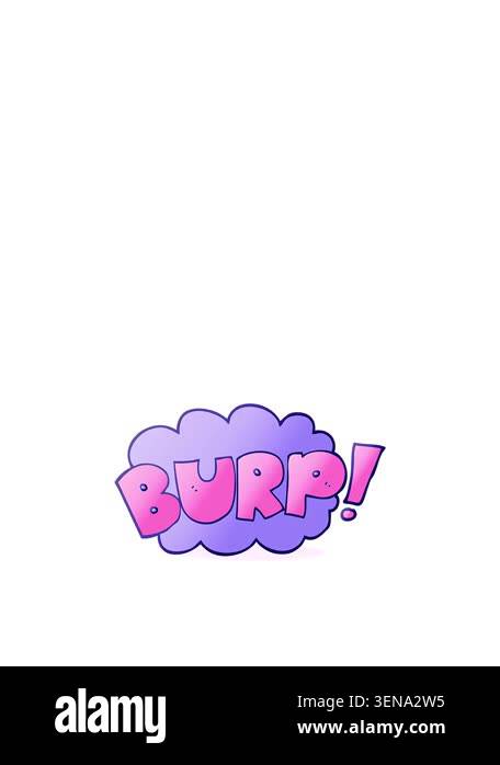 jumping motion animation of freehand drawn cartoon burp text Stock ...