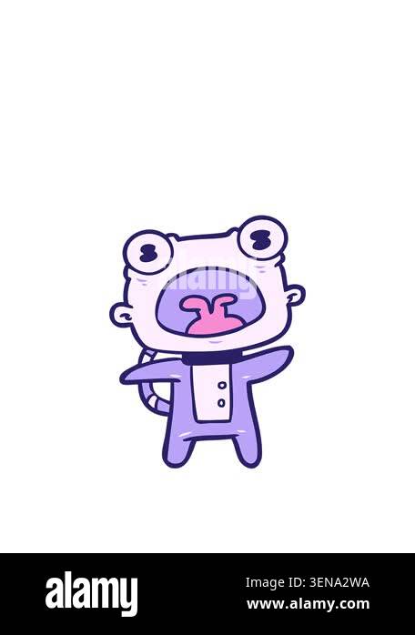 stretching up animation of cartoon weird alien Stock Video Footage - Alamy
