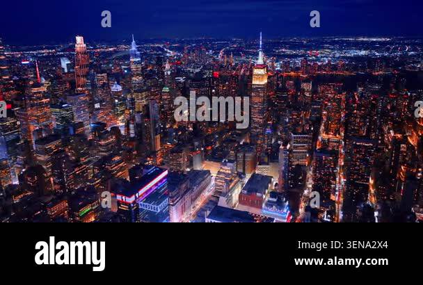 New York, USA, 1 May 2026: Empire State Building lit up over nighttime ...