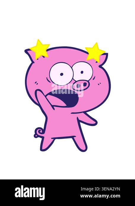 spinning stars animation of cartoon pig shouting Stock Video Footage ...