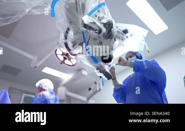 Kyiv, Ukraine, 5 May 2026: Overhead view of sterile draped surgical ...