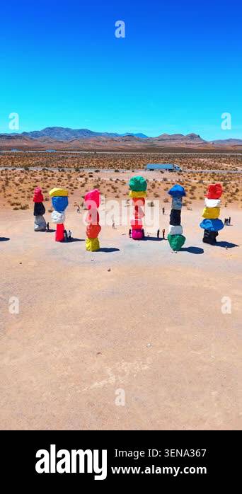 Seven Magic Mountains installation in the Mojave Desert. Vibrant ...