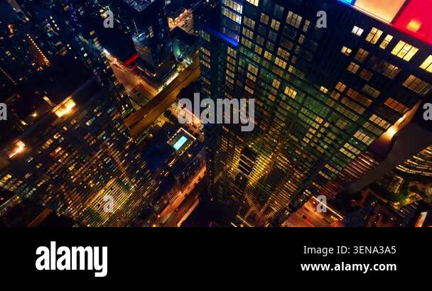 Going down along the striking high-rises in New York City, USA. Vibrant ...