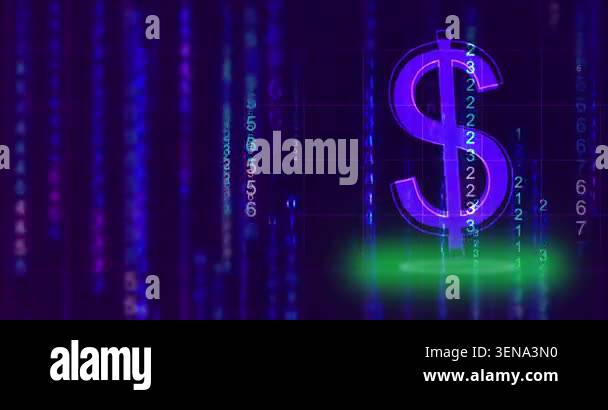 USD Dollar Analytics symbol matrix rain backdrop dark technology ...