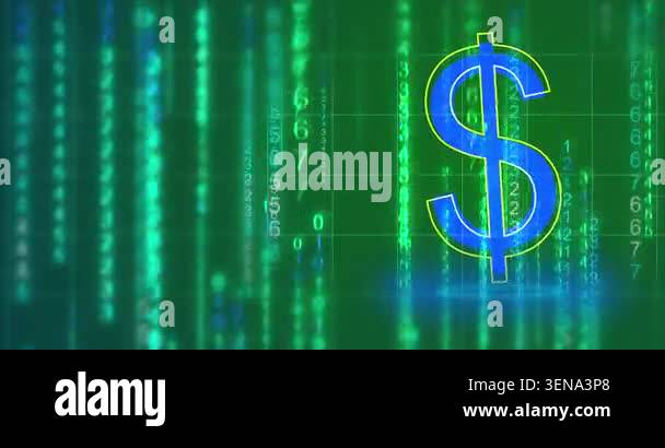 USD Dollar Analytics symbol matrix rain backdrop dark technology ...