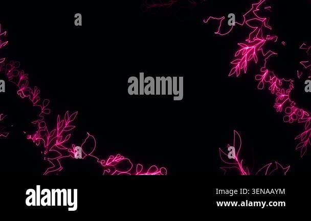 Abstract flowing neon pink floral vine organic shapes animating on ...