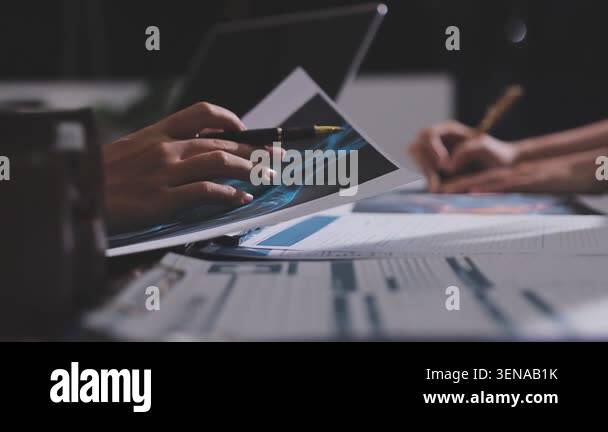 businessman working with financial documents and laptop Stock Video ...