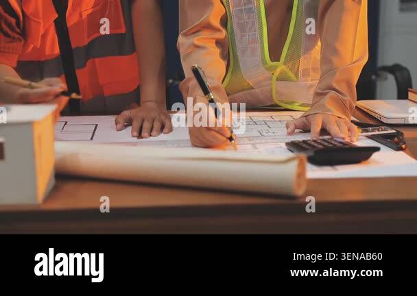 architect and engineer working at drawing project Stock Video Footage ...