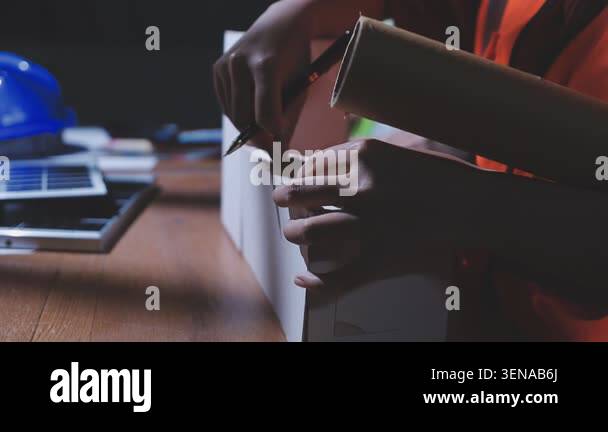 engineer or engineer working in construction site Stock Video Footage ...