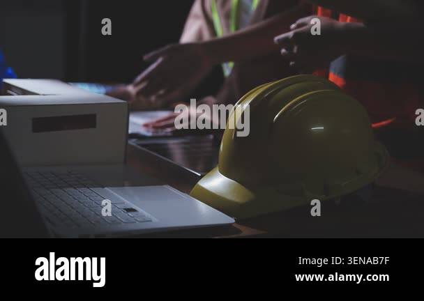 engineer worker or architect with laptop at work Stock Video Footage ...