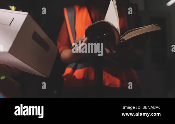 young asian woman worker in uniform working in factory Stock Video ...
