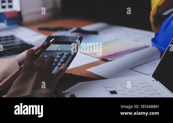 business man hand working on calculator at office Stock Video Footage ...