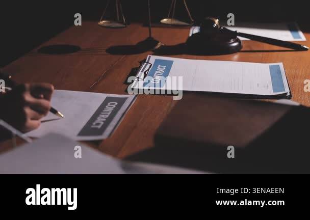 business documents with pen on table in office Stock Video Footage - Alamy
