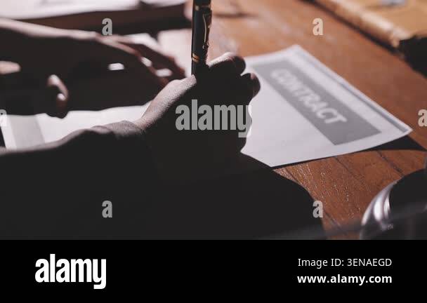 man writing on paper with pen, business concept. original photoset ...