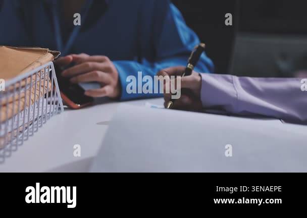 woman hand using a calculator for accounting, financial and accounting ...