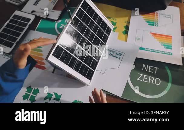 green energy panel and solar panel in the center of the city of the ...