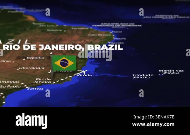 Flight From Rio Brazil to Ankara TURKEY with flag pins Stock Video ...