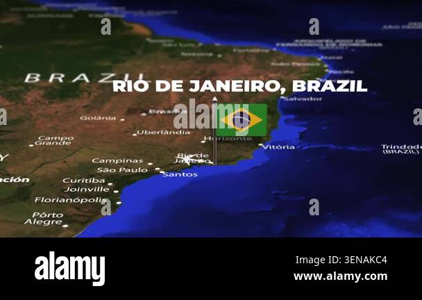 Flight From Rio Brazil to Lima Peru with flag pins Stock Video Footage ...