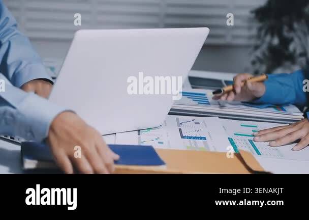 close up of businessman working on project at office Stock Video ...