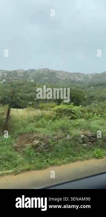 car side view of the road rainy weather croatia krk Stock Video Footage ...