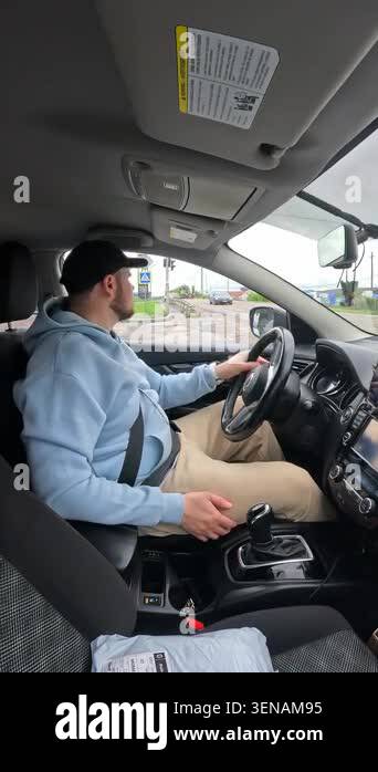 Man driving car from interior perspective side view Stock Video Footage ...