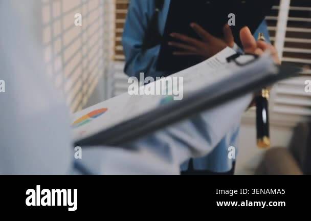 close - up of female hand using tablet and writing notes Stock Video ...