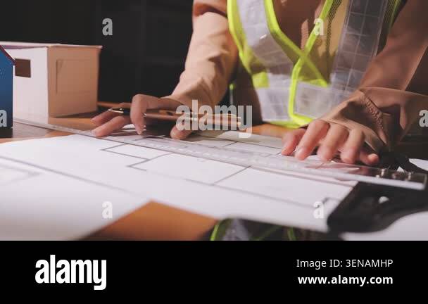engineer working in construction house. architect engineer working with ...
