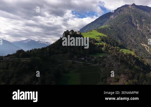 Stunning panoramic view showing the historic juval castle perched atop ...