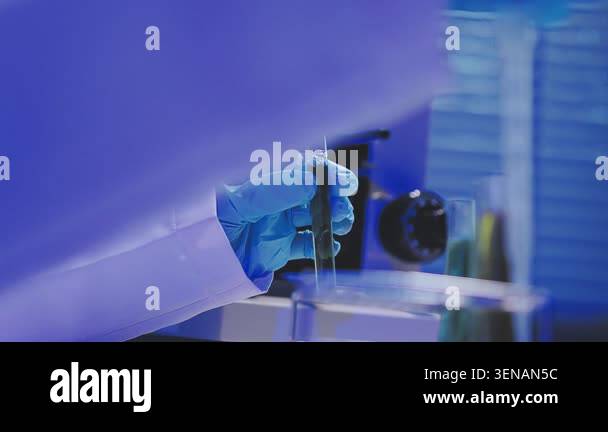 blue medical microscope in a laboratory, close up Stock Video Footage ...