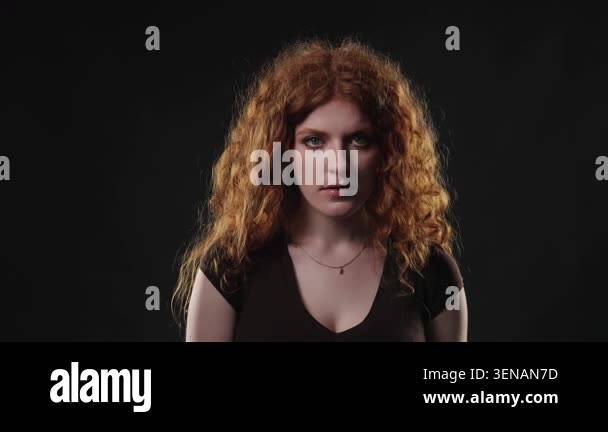 Emotional Intensity And Mental Health Concept, Young Woman With Red ...