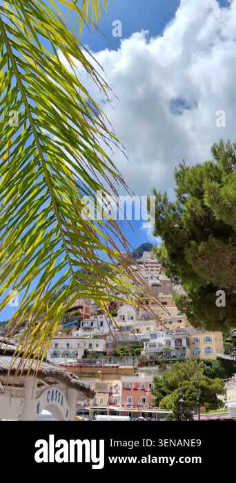 Vertical view of Positano village with colorful houses Stock Video ...