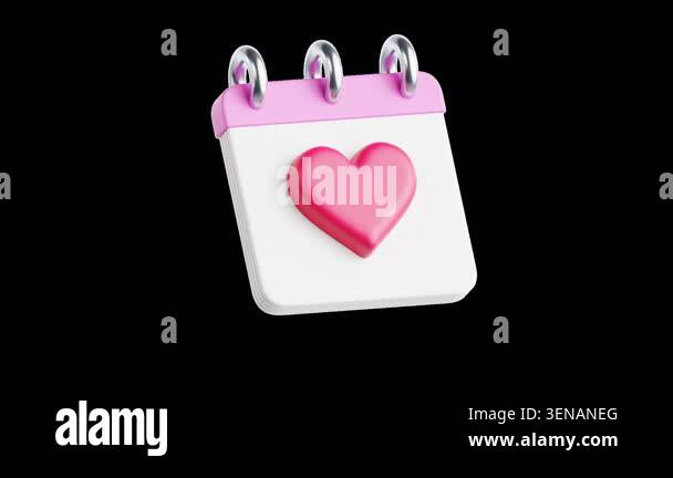 Romantic Love Calendar Reminder 3D Animation Icon Stock Video Footage ...