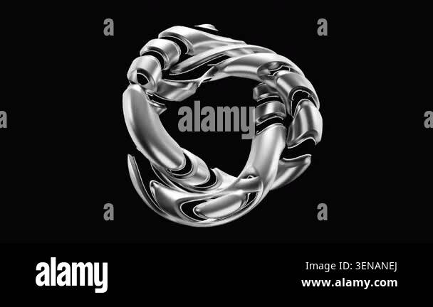 Chrome Liquid Braided Torus Ring Abstract 3D Loop Animation Stock Video ...