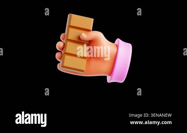 Hand Holding Chocolate Bar 3D Animation Icon Stock Video Footage - Alamy